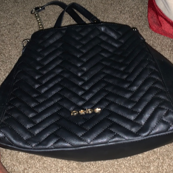 bebe | Bags | Bebe Black Quilted Satchel Handbag Chain Straps 3 Pocket ...